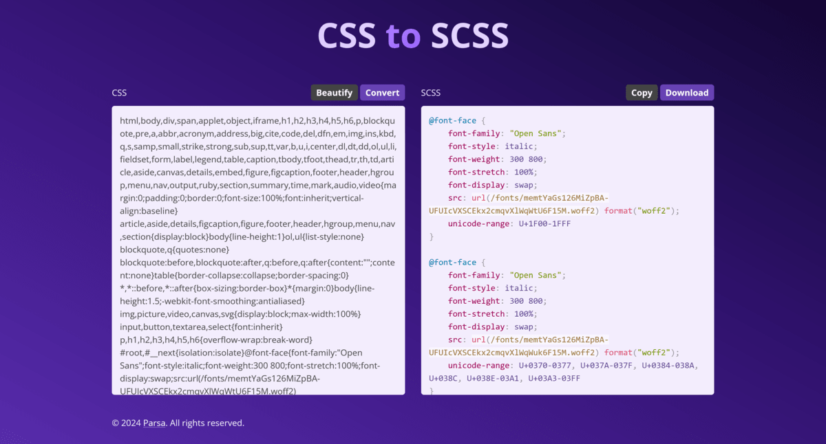 CSS Formatter - Parsa Kafi